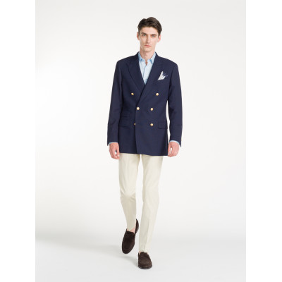 Costum barbati Heritage Sacou Navy Lana Drago Ecru Bumbac Carnet Slim ...